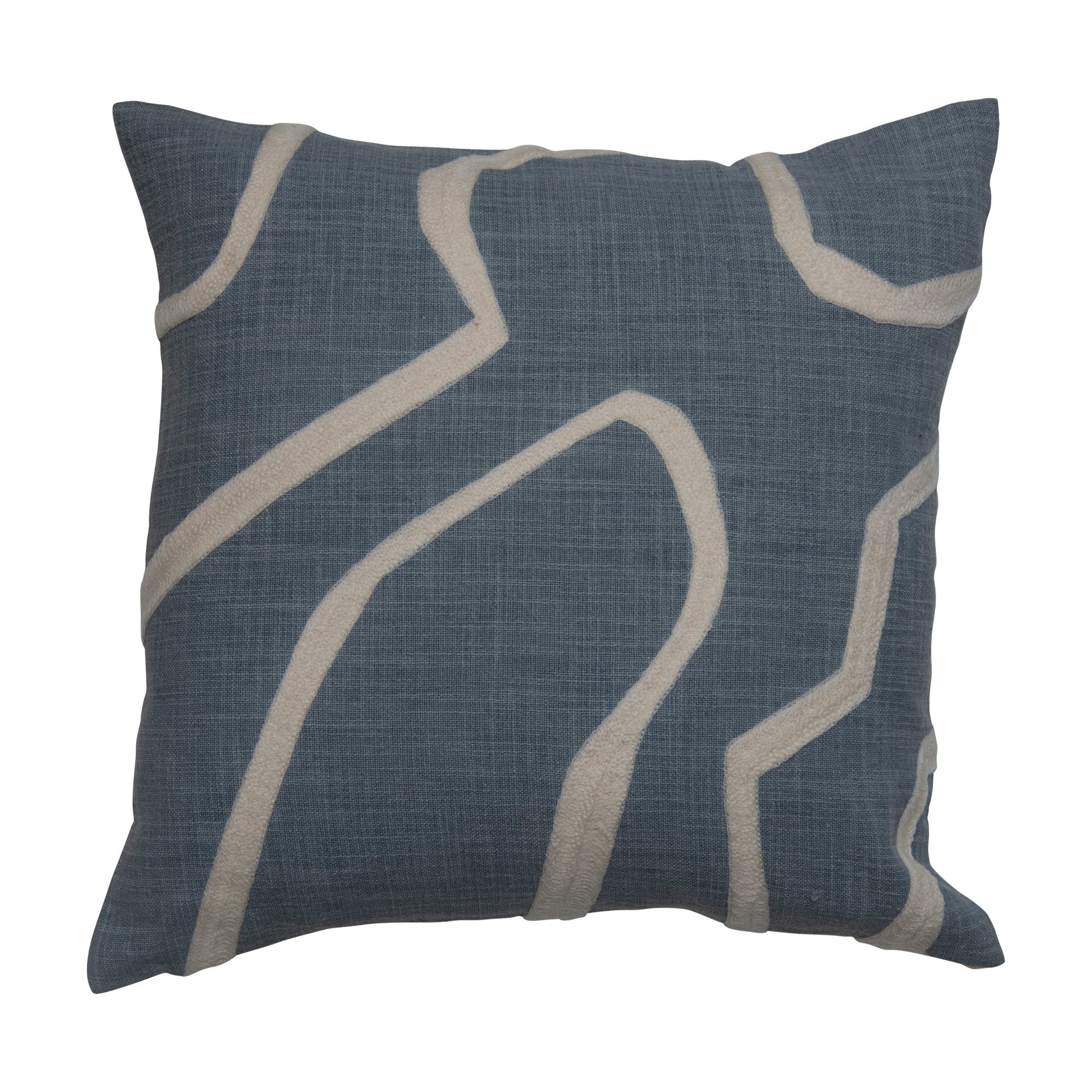 Blue Embroidered Pillow – Bungalow Home Furnishings