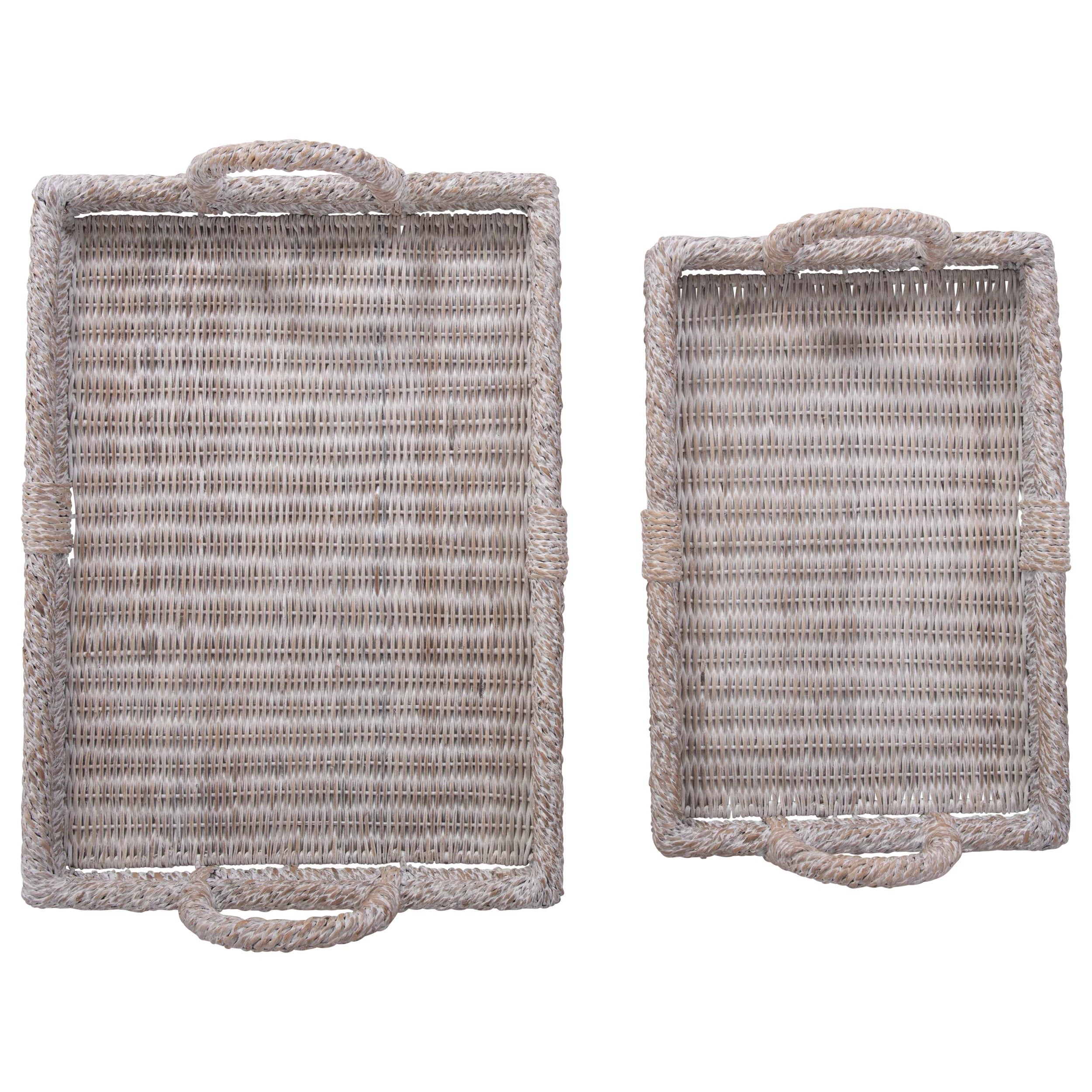 White Rattan Tray with Handles – Bungalow Home Furnishings